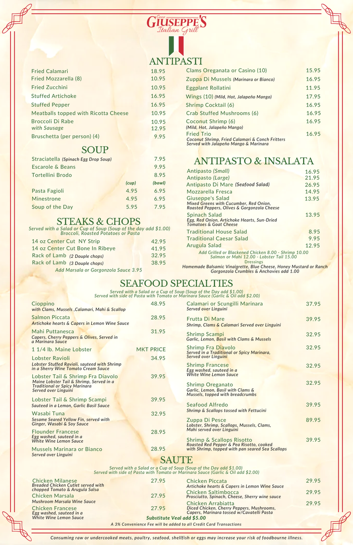 Italian Restaurant - Restaurant - Stuart, FL | Casa Giuseppe's Italian ...