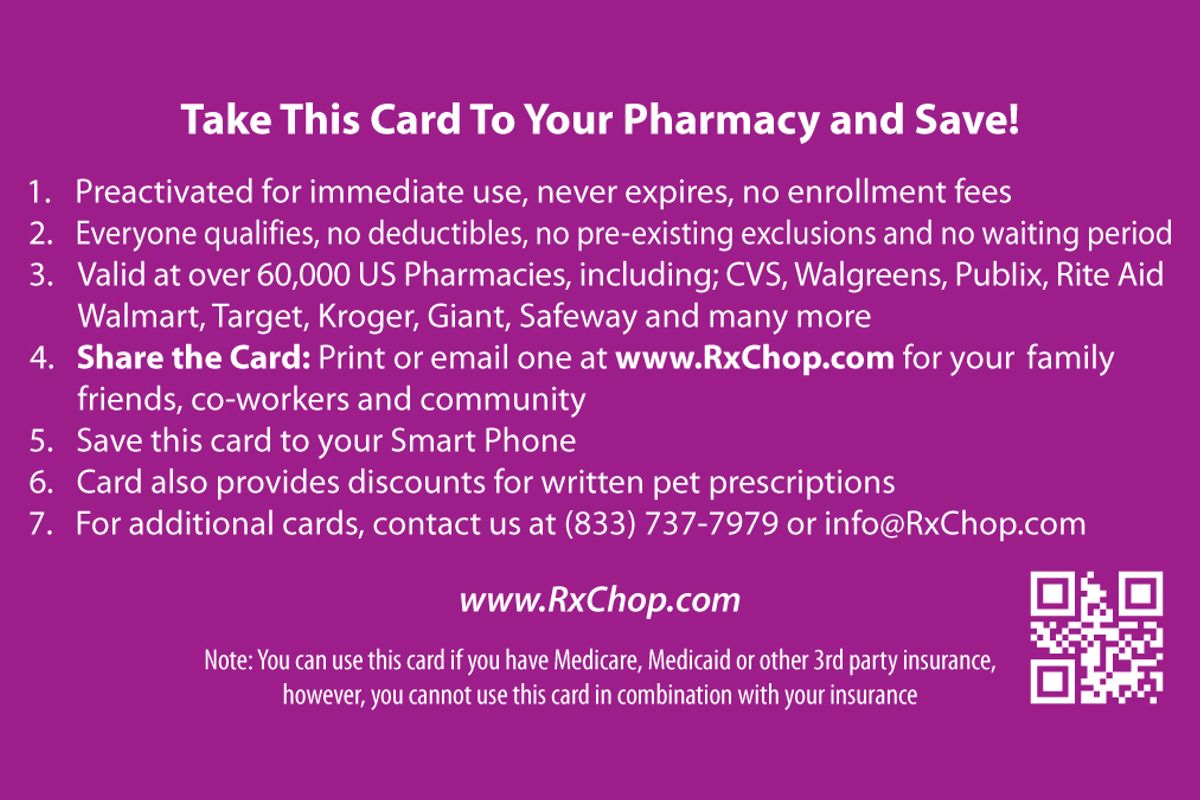 Discount Prescrption Card RxChop.com