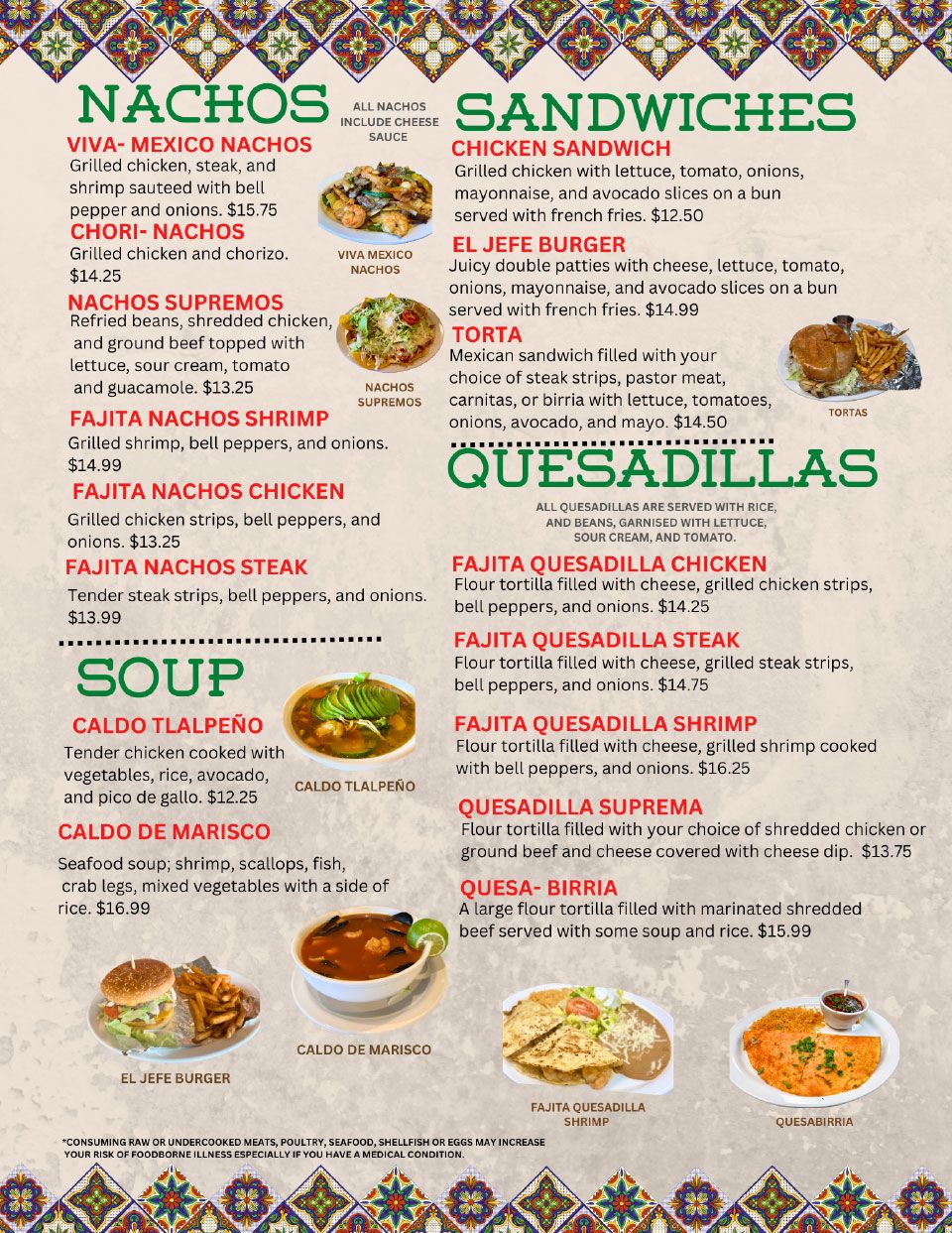 Menu | Viva Mexico