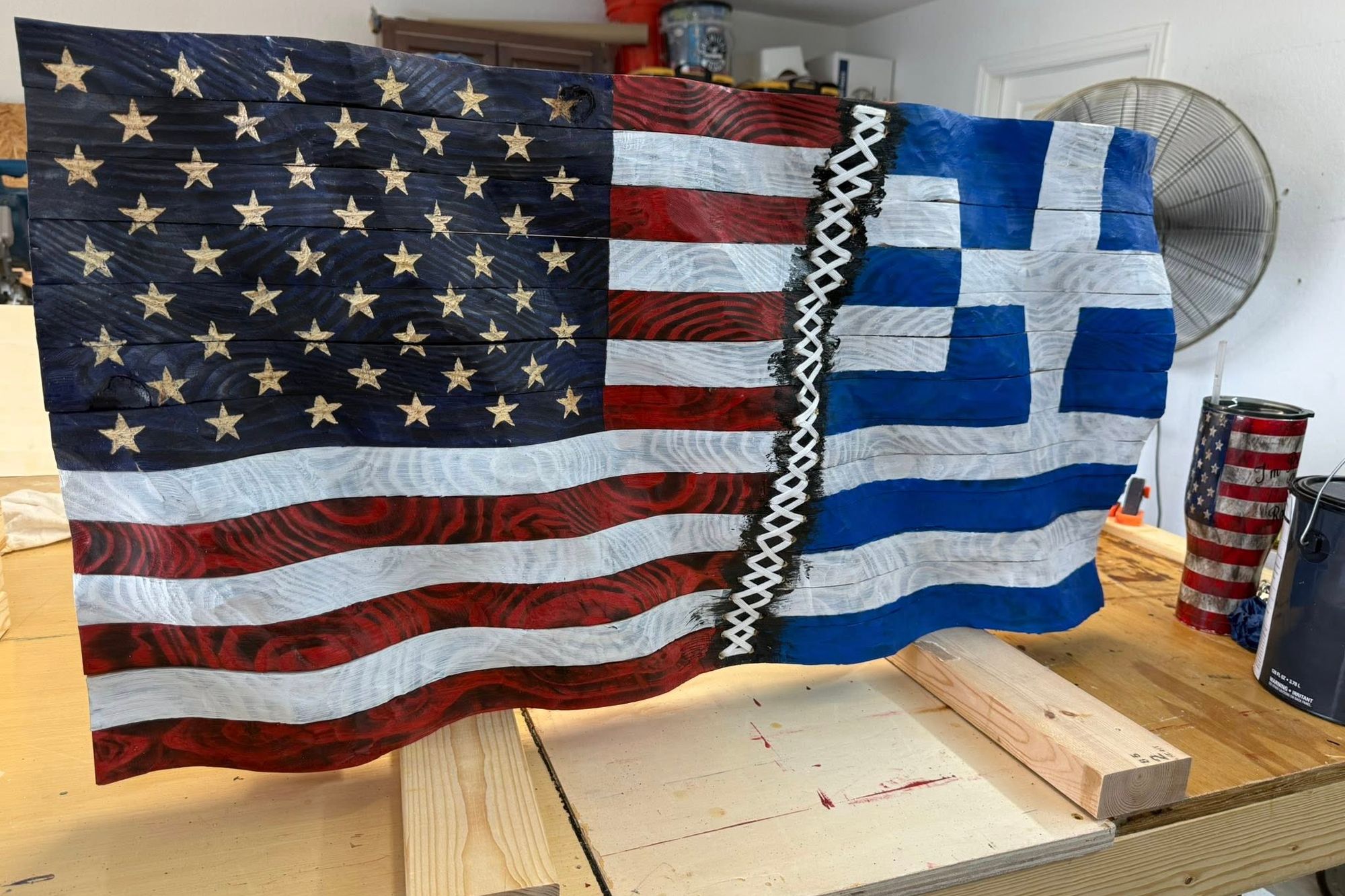 Handcrafted Wooden American Flags | Rustic & Torch-Burned Décor