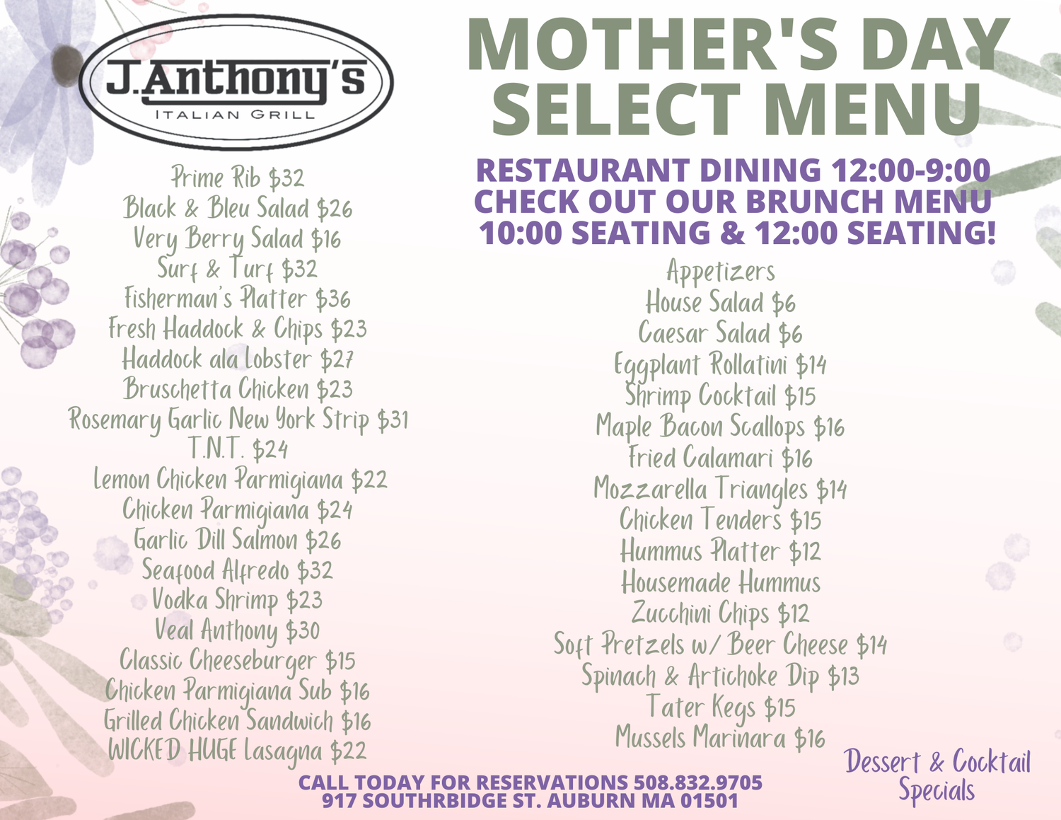 Italian Restaurant in Auburn, MA - J. Anthony's Italian Grill