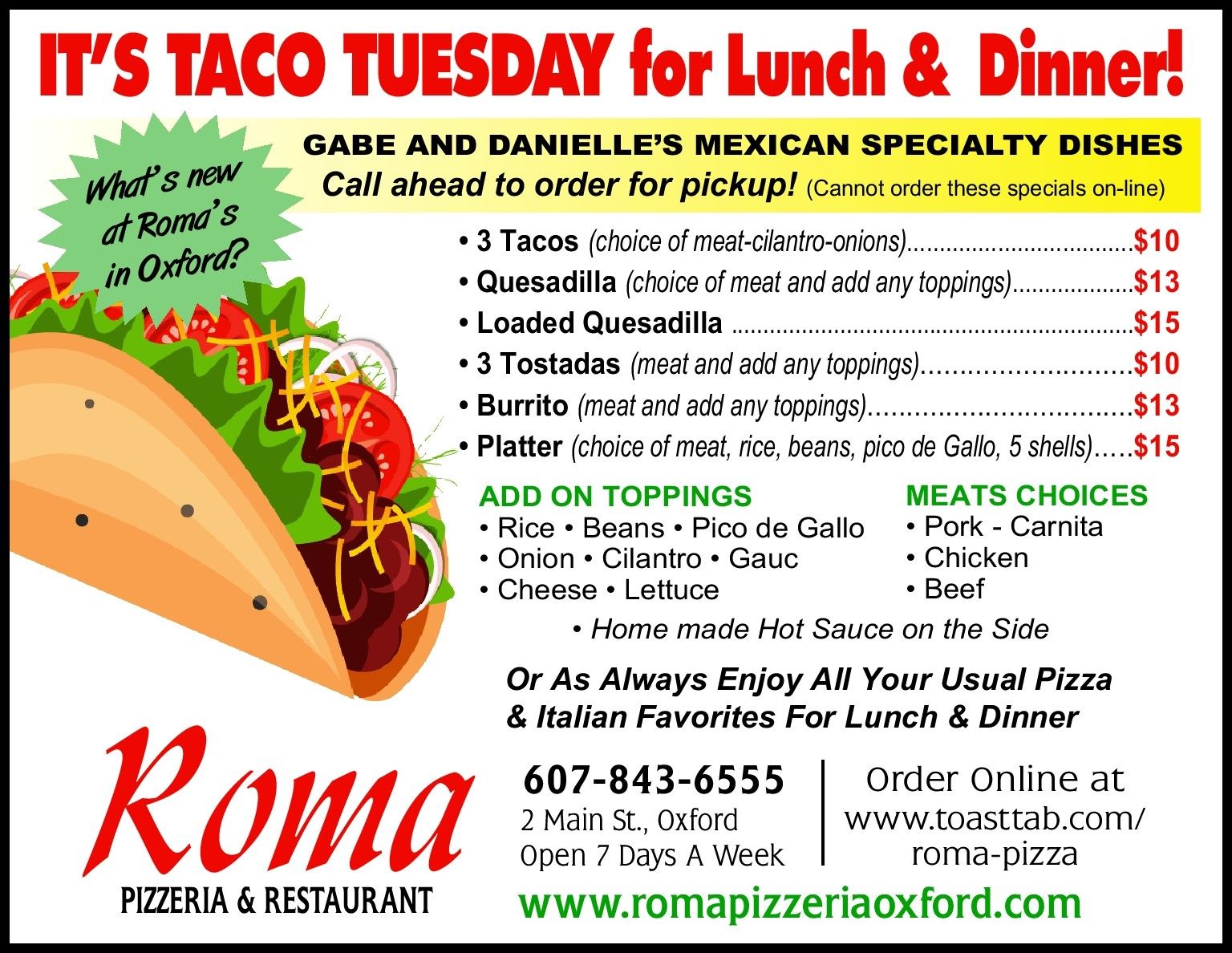 Roma Pizzeria & Restaurant - Oxford, NY