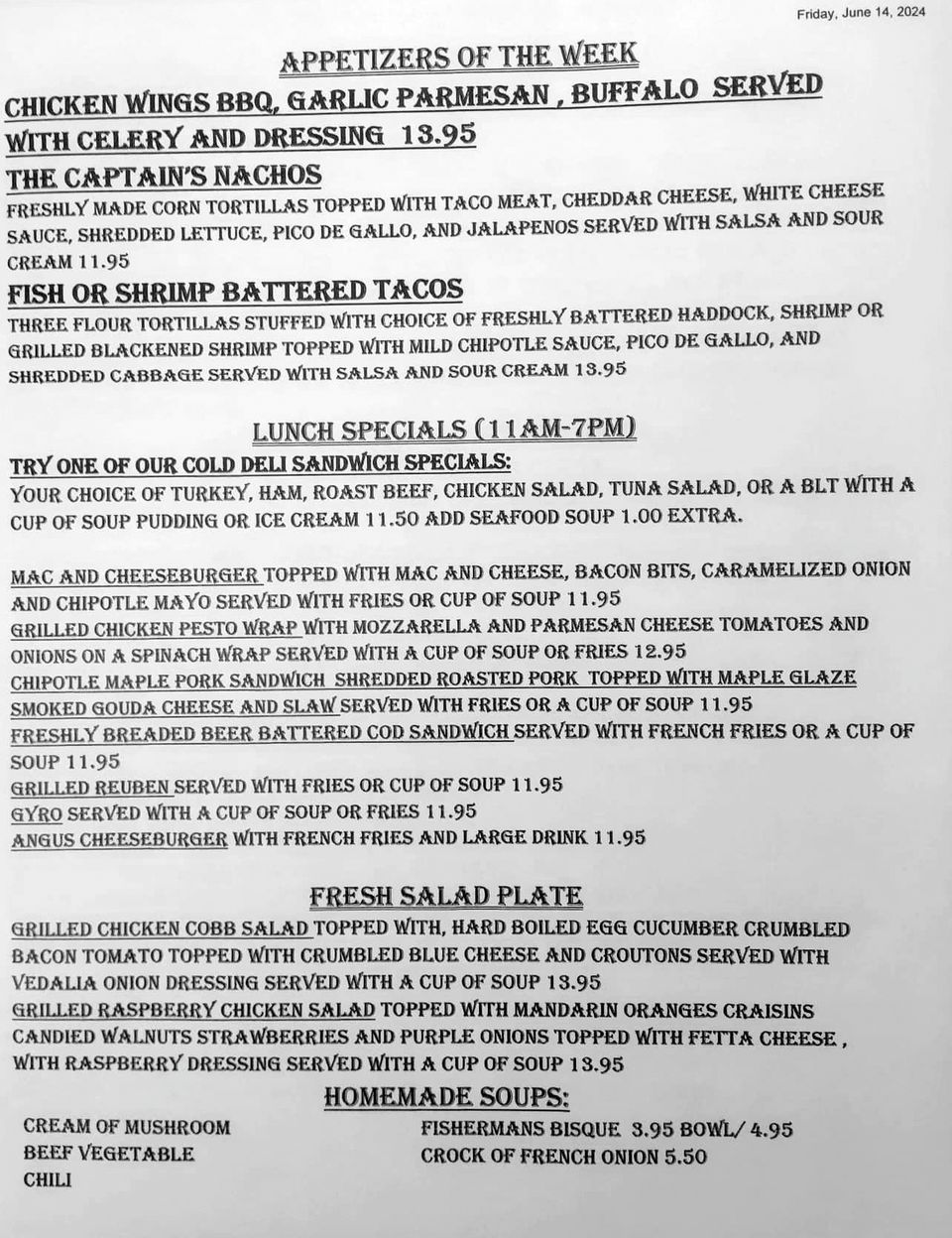 Menu Specials | Country Meadows Restaurant | 81 Hershey Road ...