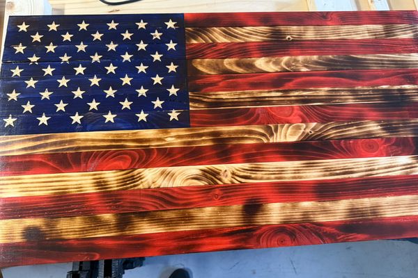 Handcrafted Wooden American Flags | Rustic & Torch-Burned Décor