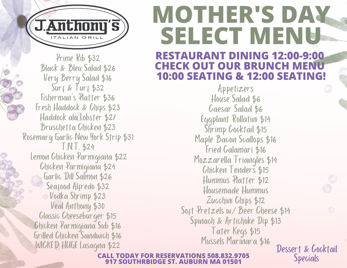 Italian Restaurant in Auburn, MA - J. Anthony's Italian Grill