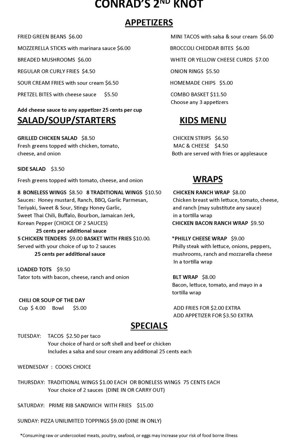 Best Bar & Grill in Louis Corners, WI - Conrad's 2nd Knot LLC