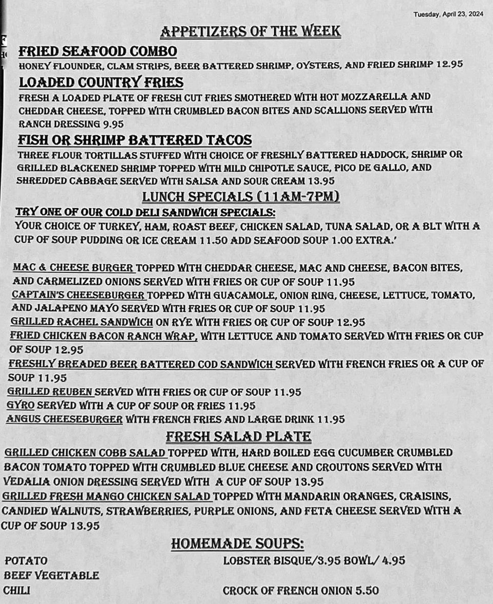 Menu Specials | Country Meadows Restaurant | 81 Hershey Road ...