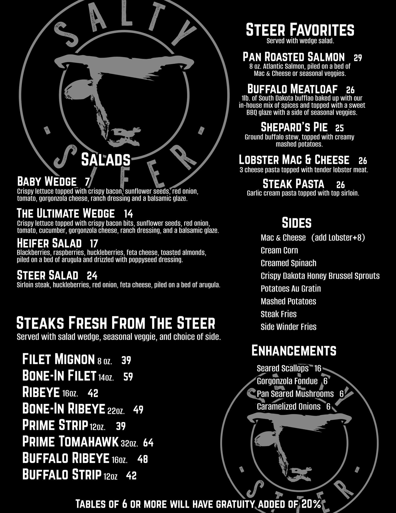Salty Steer | Menu