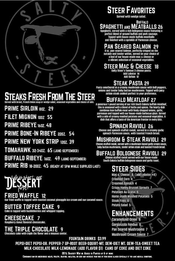 Salty Steer | Menu
